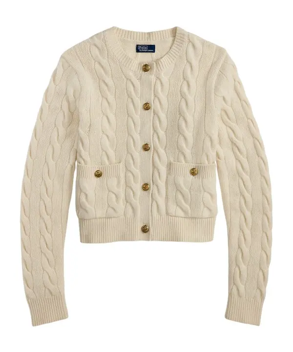 Polo Ralph Lauren Cropped Cableknit Cardigan - No