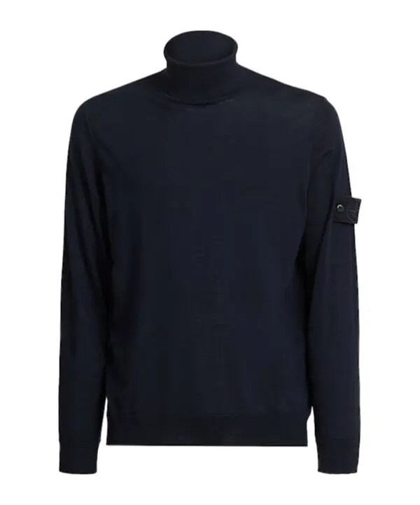 Stone Island Turtleneck Longsleeve Knit Sweater - Black