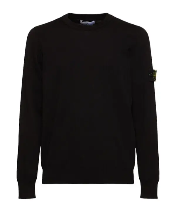 Stone Island Crewneck Longsleeve Knit Sweater - Black