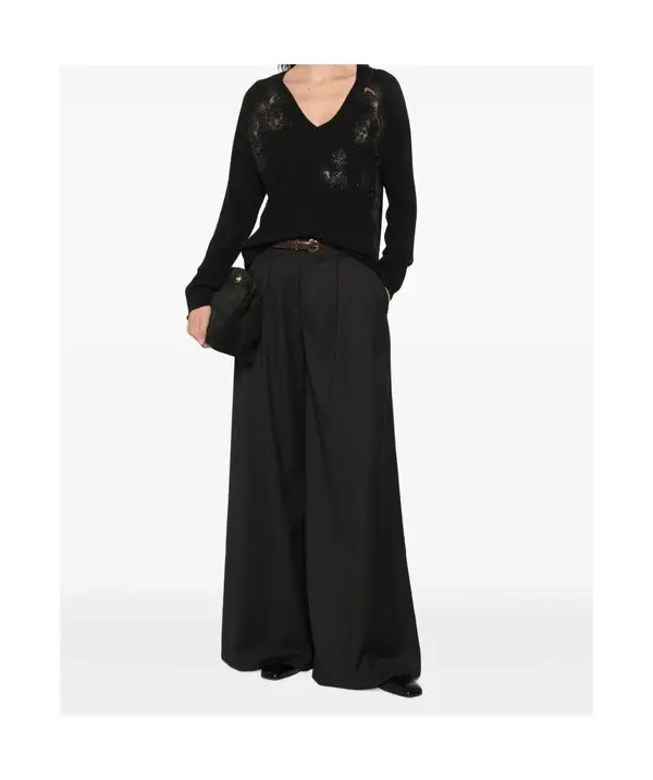 ERMANNO FIRENZE Lace-panel V-neck Sweater