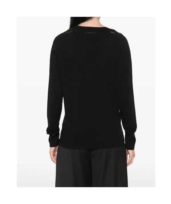 ERMANNO FIRENZE Lace-panel V-neck Sweater