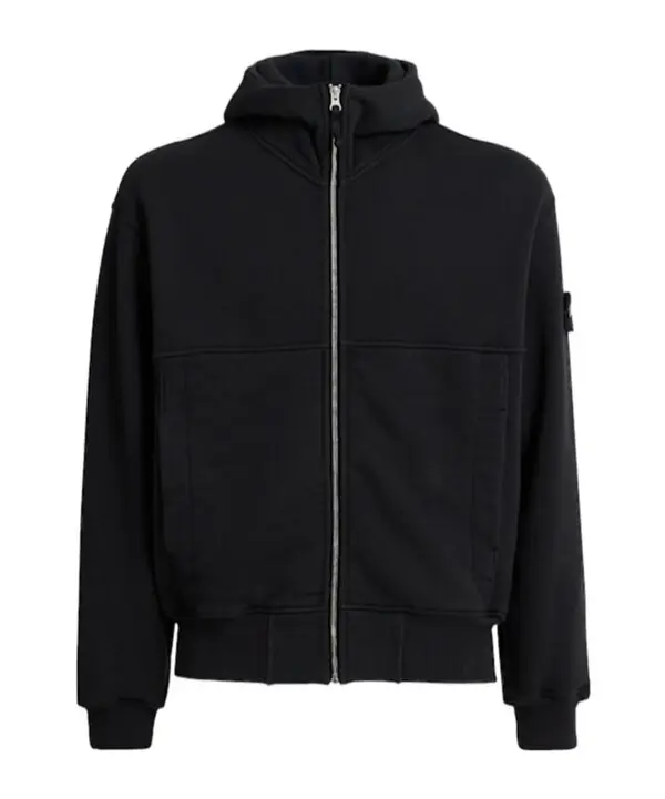 Stone Island Hooded Coat - Black