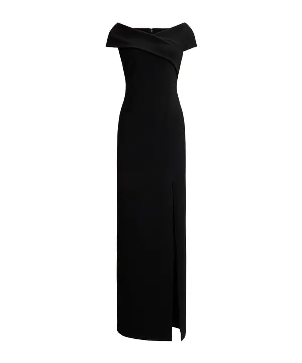 Ralph Lauren Off-the-shoulder Gown With Draped Detail - Black