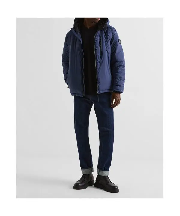 Canada Goose Wind Resistant Hooded Short Puffer Jacket - Blue