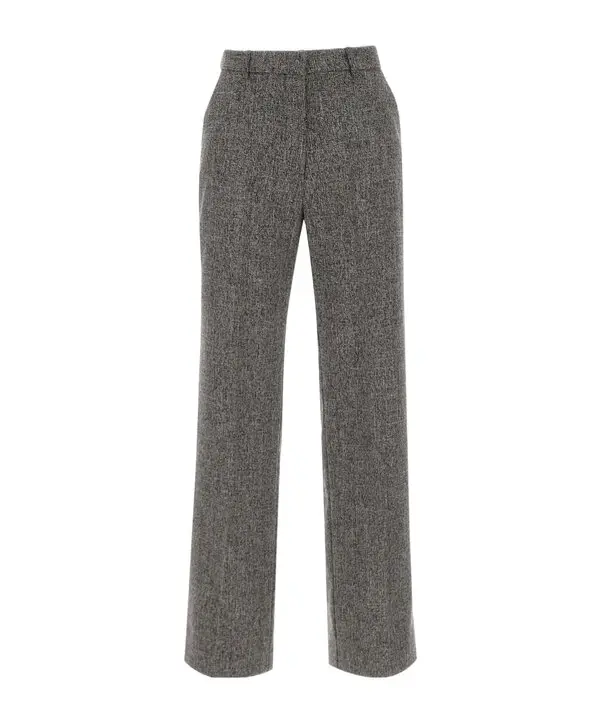 KAOS Textured High-waisted Straight-leg Trousers