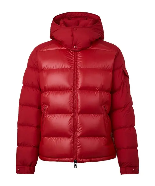 Moncler Short Glossy Hooded Down Jacket - Red