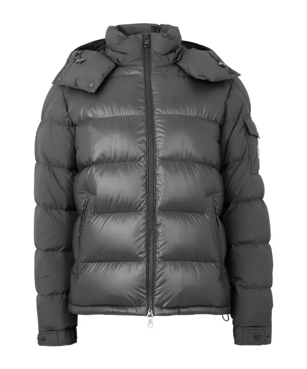Moncler Short Shiny Hooded Down Jacket - Black