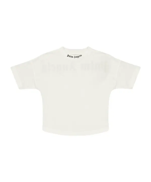 Palm Angels Short Sleeve Crewneck T-shirt With Gothic Print - No