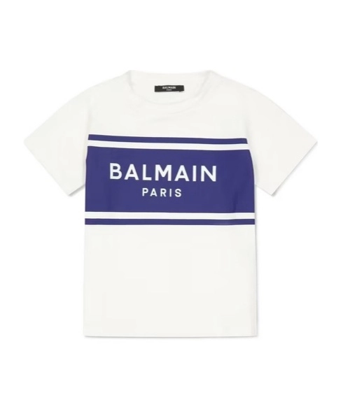 Balmain Logo Print Tshirt Top - White
