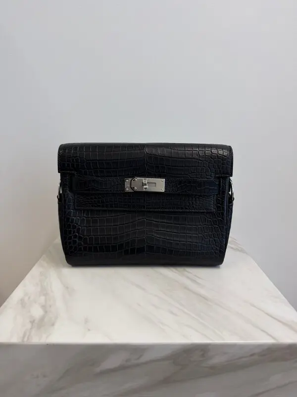 Hermès Kelly Messenger Matte Porosus Palladium Hardware