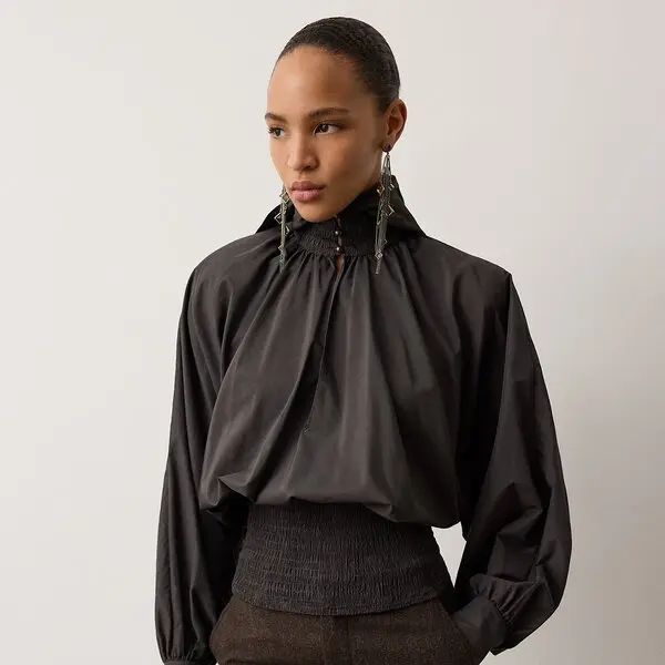 Ralph Lauren Graysen Hooded Poplin Top - Chocolate