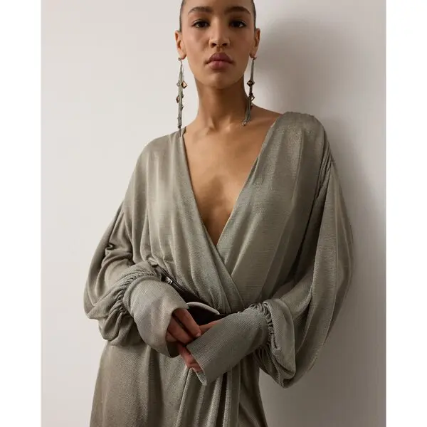 Ralph Lauren Stefanie Metallic Jersey Evening Dress