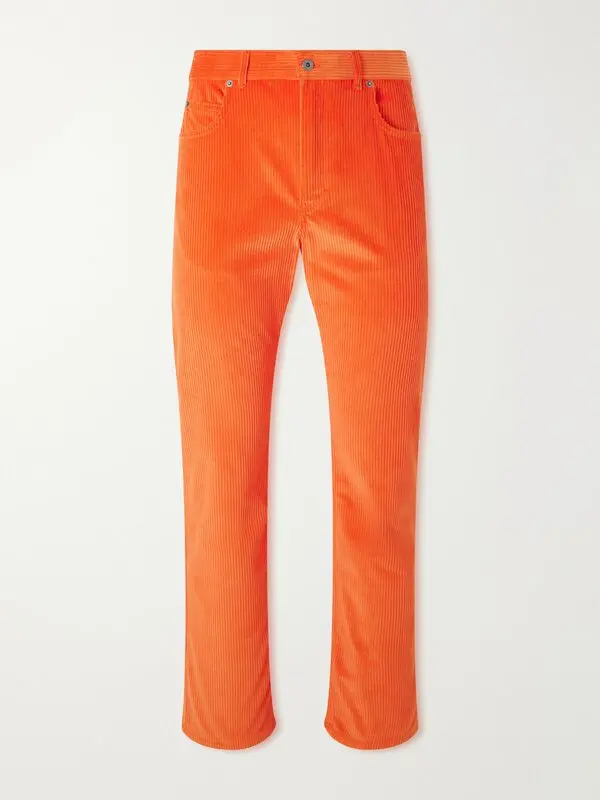 Loewe Straight-leg Cotton-corduroy Trousers - Orange