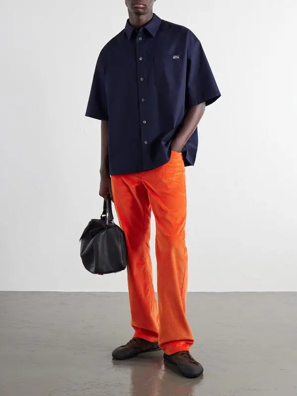 Loewe Straight-leg Cotton-corduroy Trousers - Orange