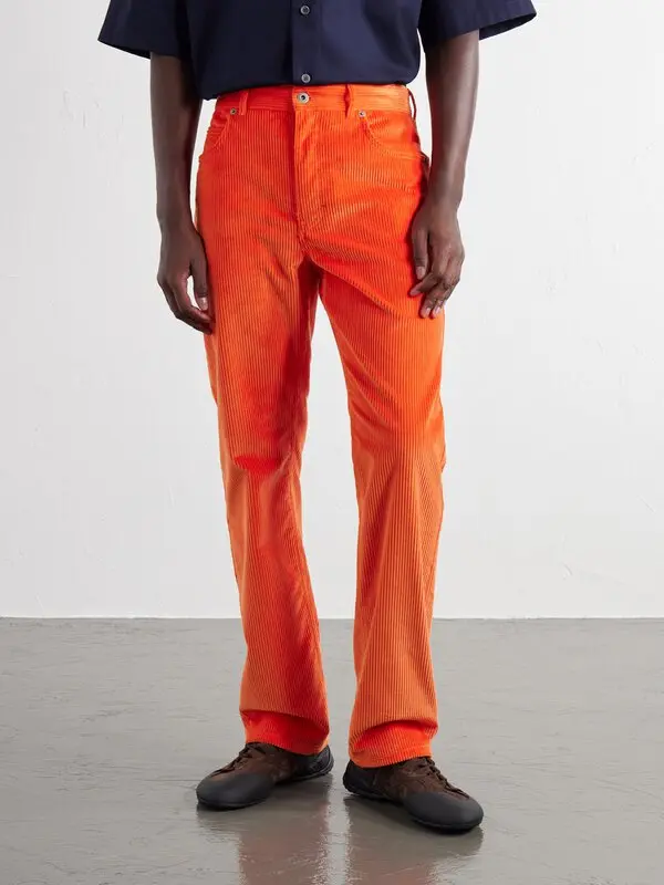 Loewe Straight-leg Cotton-corduroy Trousers - Orange
