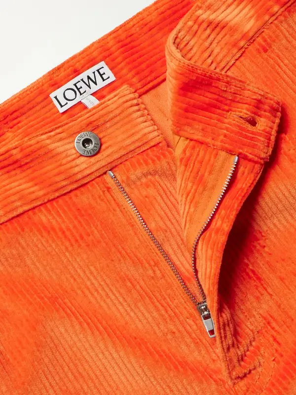 Loewe Straight-leg Cotton-corduroy Trousers - Orange