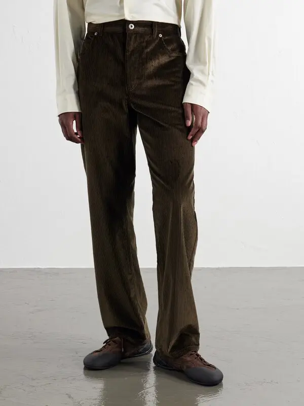 Loewe Straight-leg Cotton-corduroy Trousers - Brown