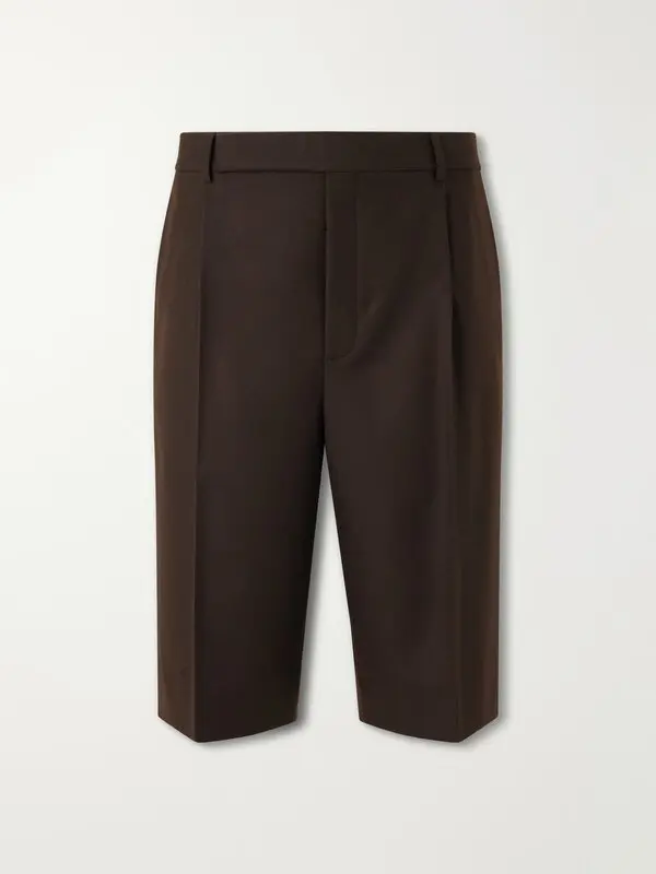 Saint Laurent Straight-leg Wool Shorts - Brown