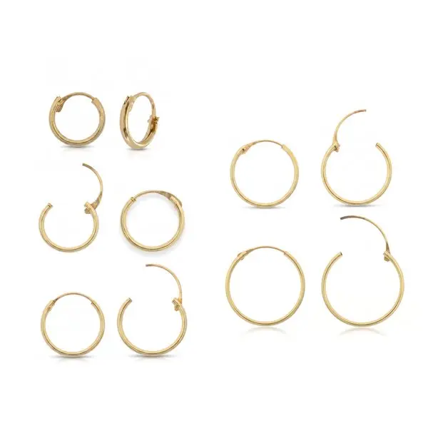 SPERO LONDON 9ct Solid Hoop Earrings Set Maxi - Gold