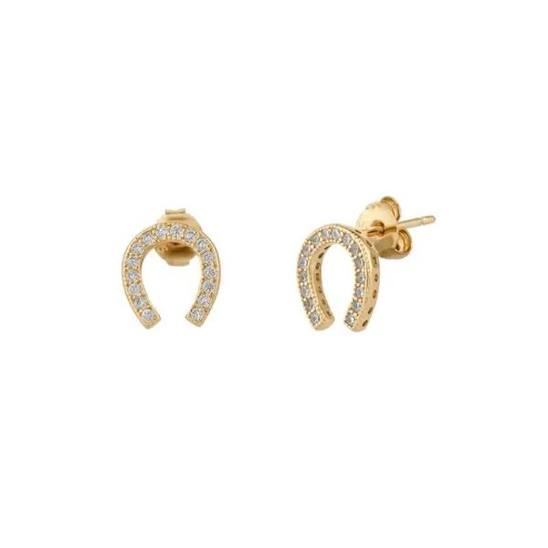 SPERO LONDON Sterling Silver Horseshoe Stud Earring - Gold