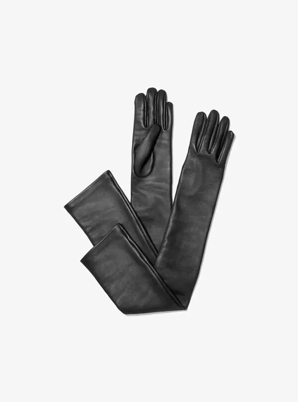 Michael Kors Leather Opera Gloves In Size By - Black