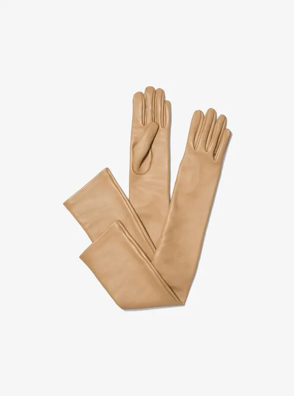 Michael Kors Leather Opera Gloves In Size By - Natural