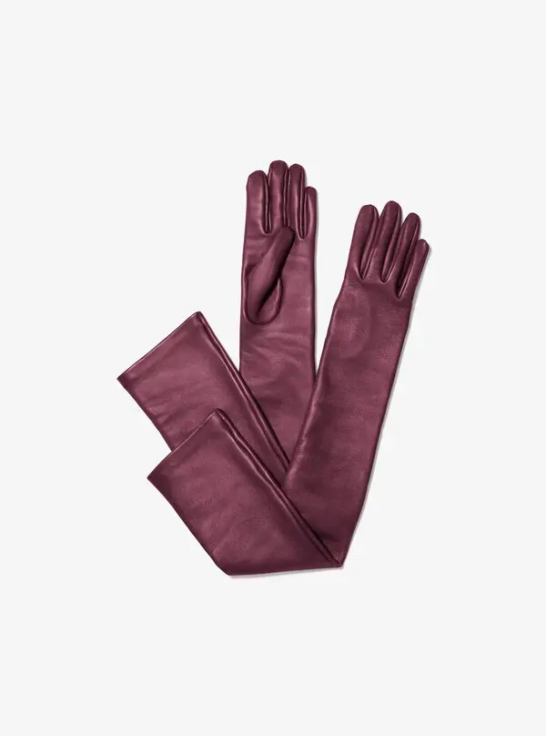 Michael Kors Leather Opera Gloves In Size By - Red