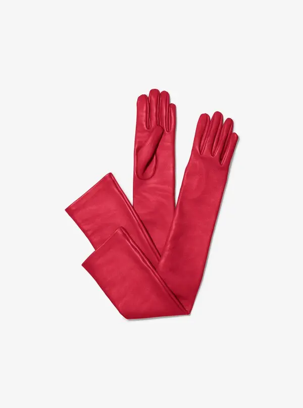 Michael Kors Leather Opera Gloves - Red