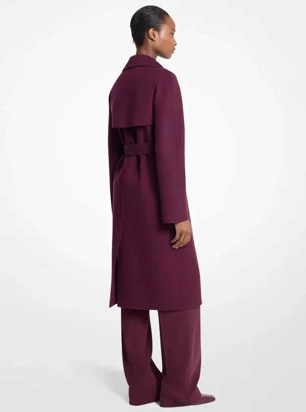 Michael Kors Jennifer Double Faced Wool Trench Coat In Size By