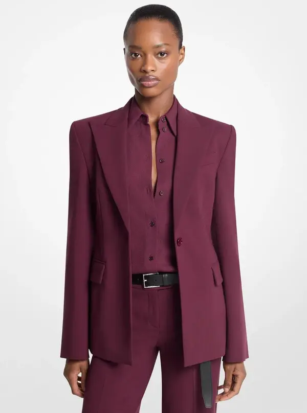 Michael Kors Georgie Stretch Wool Crepe Blazer In Size By - Red