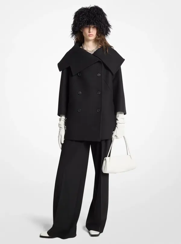Michael Kors Wool Melton Peacoat In Size By - Black
