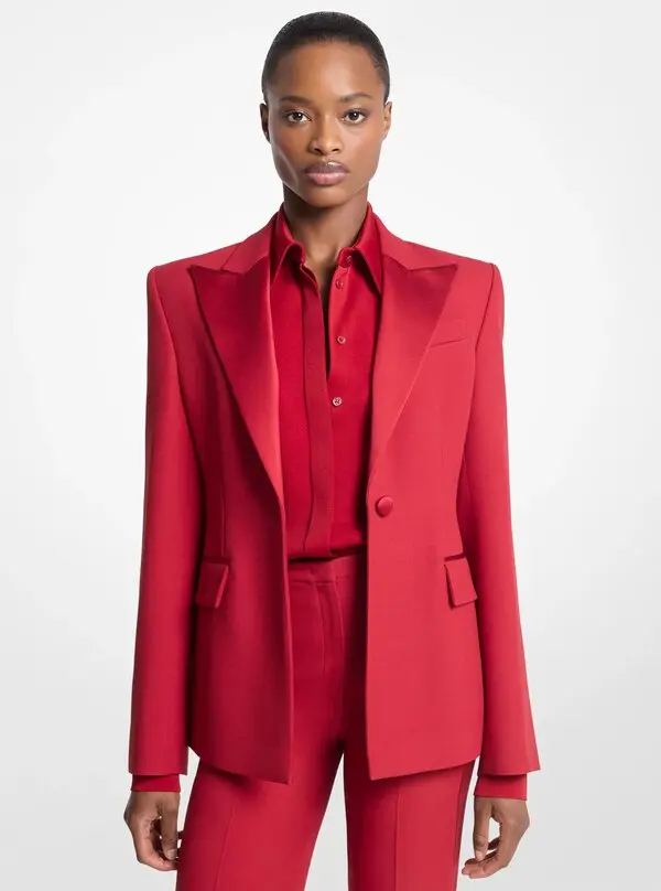 Michael Kors Georgie Double Crepe Sablé Blazer In Size By - Red