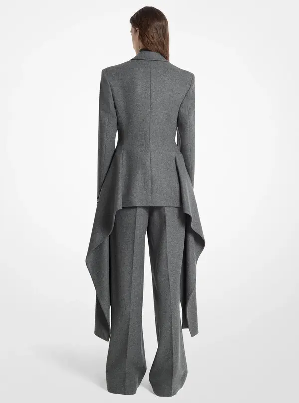 Michael Kors Wool Flannel Belted Cascade Blazer In Size By