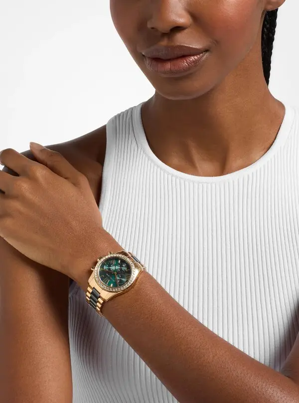 Michael Kors Lexington Pavé -tone And Ceramic Watch In By