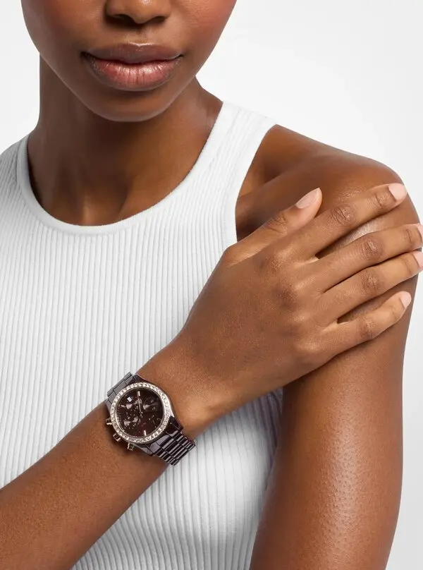 Michael Kors Lexington Pavé -tone Ceramic Watch In By
