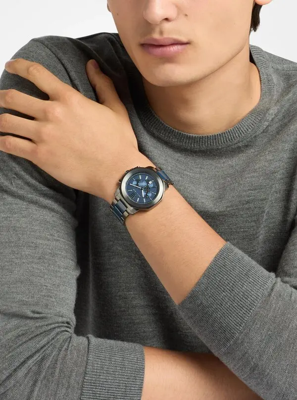 Michael Kors Oversized Prescott Gunmetal And Ceramic Watch In By