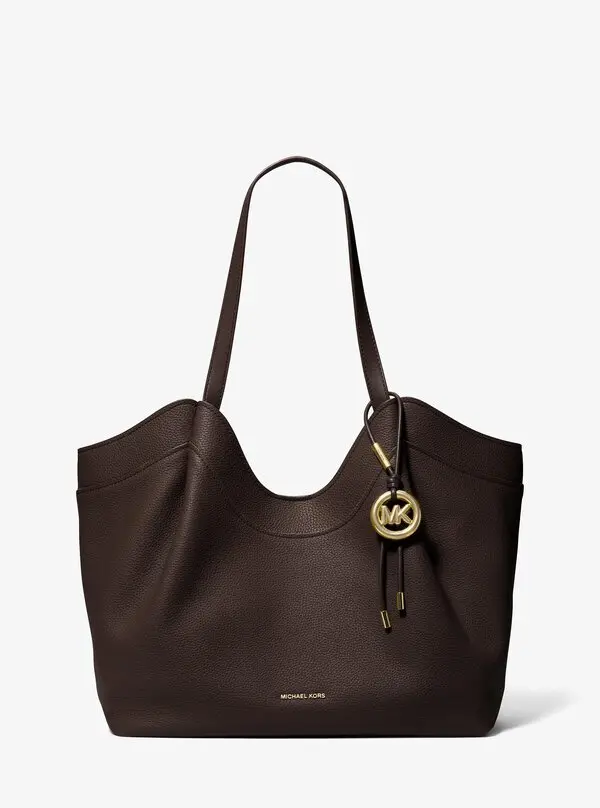 Michael Kors Nolita Large Pebbled Leather Tote Bag In By - Brown