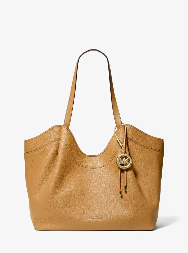 Michael Kors Nolita Large Pebbled Leather Tote Bag In By - Natural