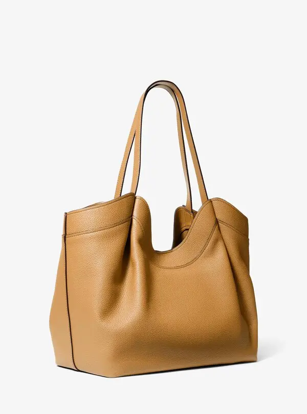 Michael Kors Nolita Large Pebbled Leather Tote Bag In By - Natural