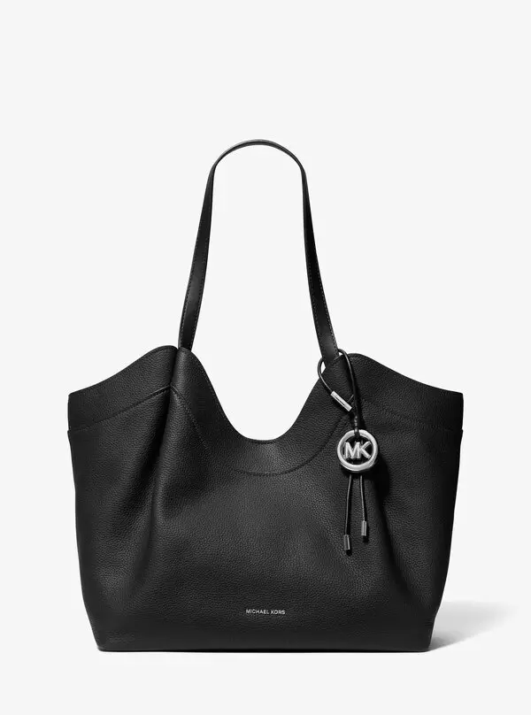 Michael Kors Nolita Large Pebbled Leather Tote Bag In By - Black