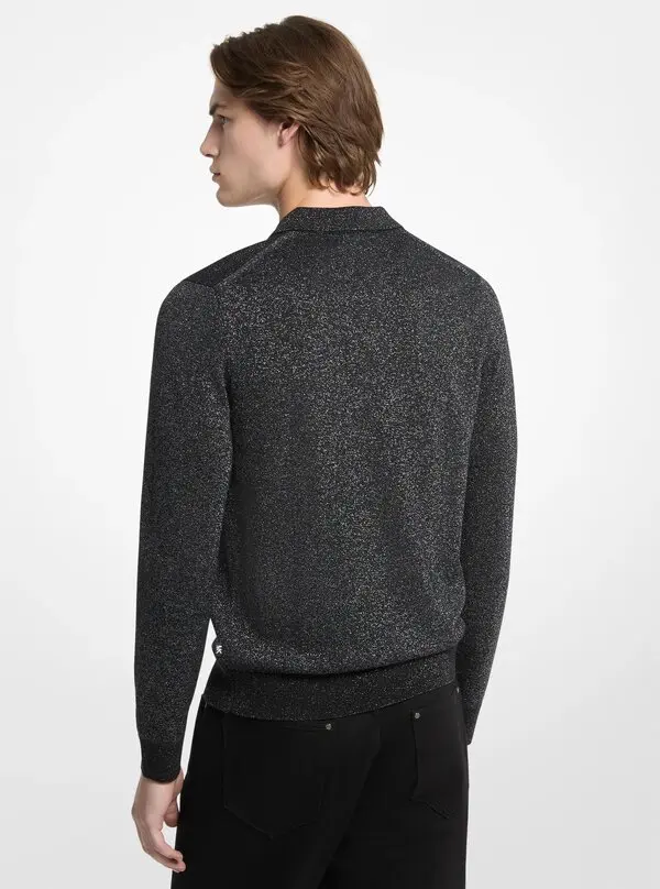 Michael Kors Metallic Wool Polo Sweater In Size By