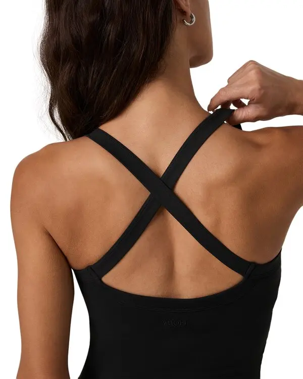 Vuori Halo Cross Back Tank - Solid Black