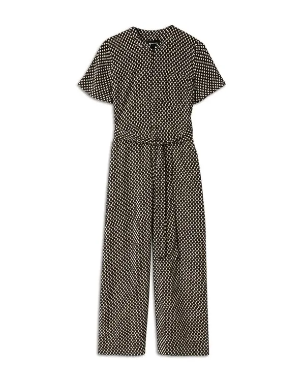 Whistles Petite Short Sleeve Belted Jumpsuit