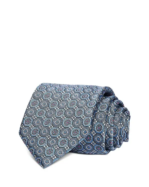 David Donahue Jacquard Classic Silk Blend Tie - Gray