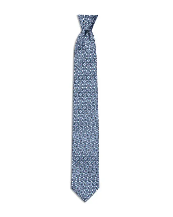 David Donahue Jacquard Classic Silk Blend Tie - Gray