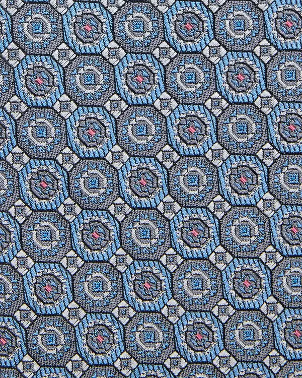 David Donahue Jacquard Classic Silk Blend Tie - Gray