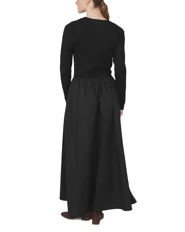 POINT Mixed Media Maxi Dress - Black