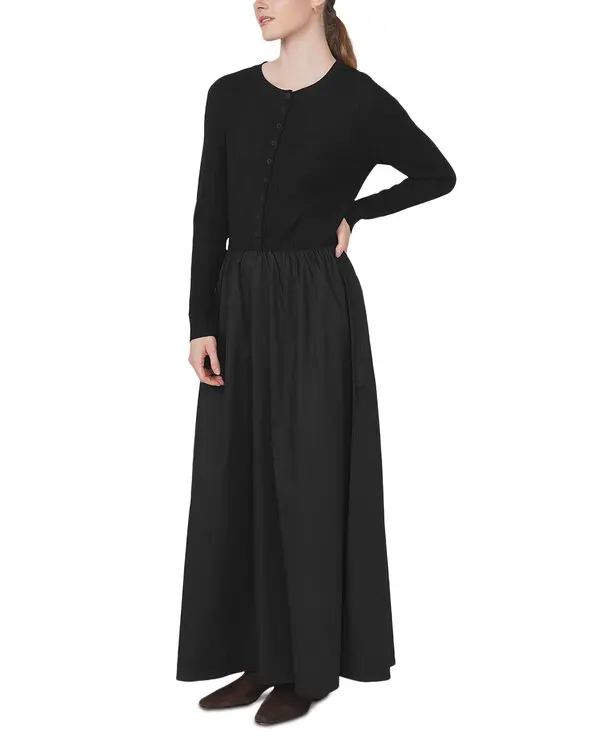 POINT Mixed Media Maxi Dress - Black