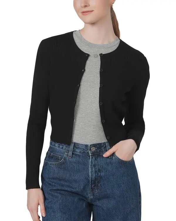 POINT Classic Cropped Cardigan - Black