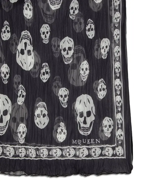 Alexander McQueen Georgette Classic Skull Print Silk Stole